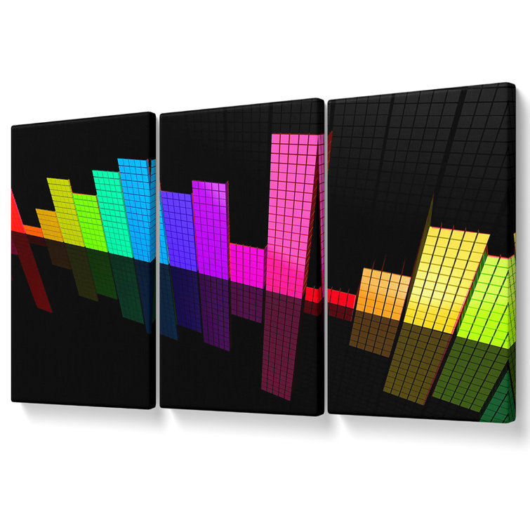 Ivy Bronx Colourful Equalizer Canvas 3 Panel Set | Wayfair.co.uk